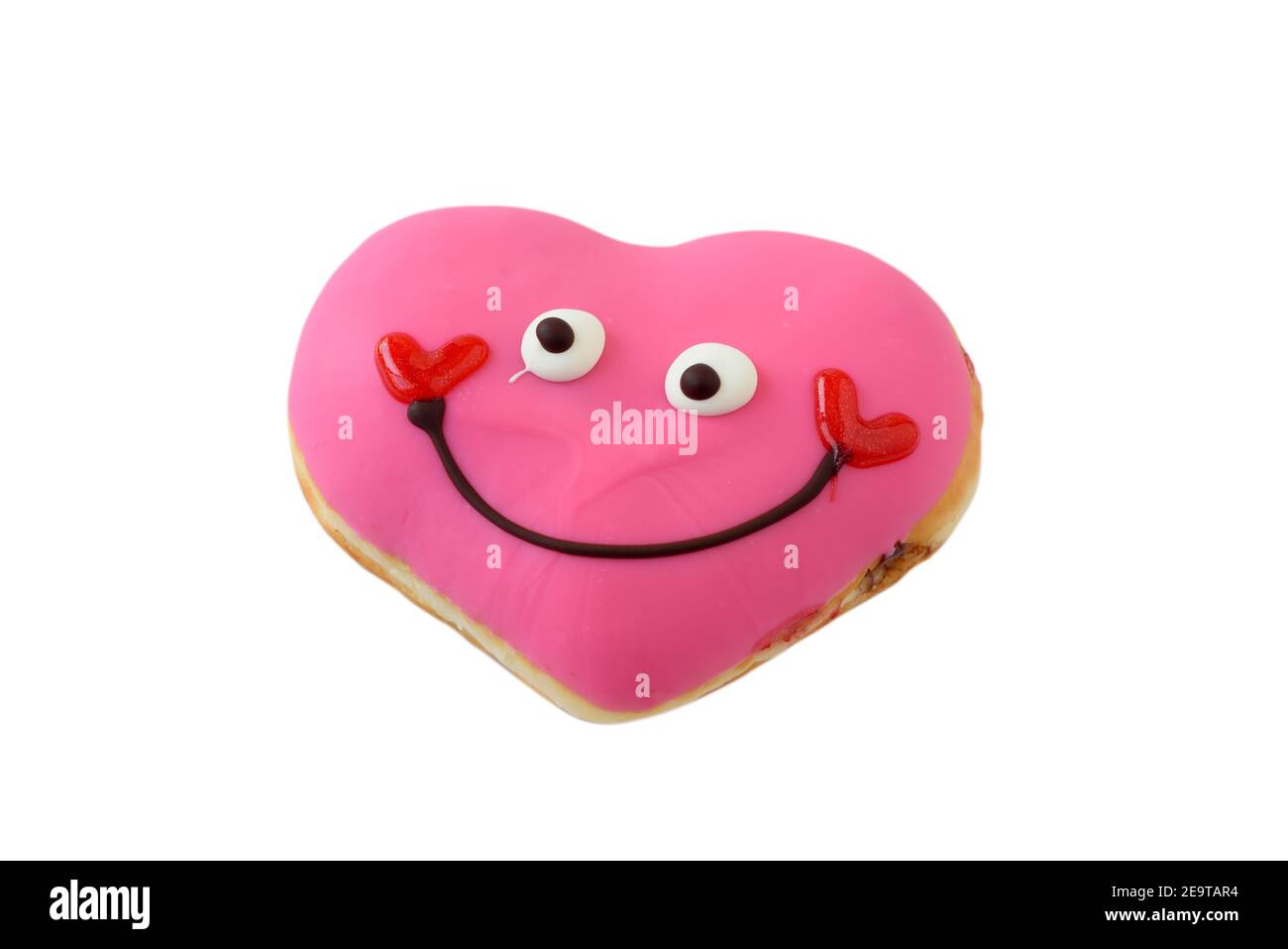 A cute smiling cartoon heart shape doughnut isolated on white ...
