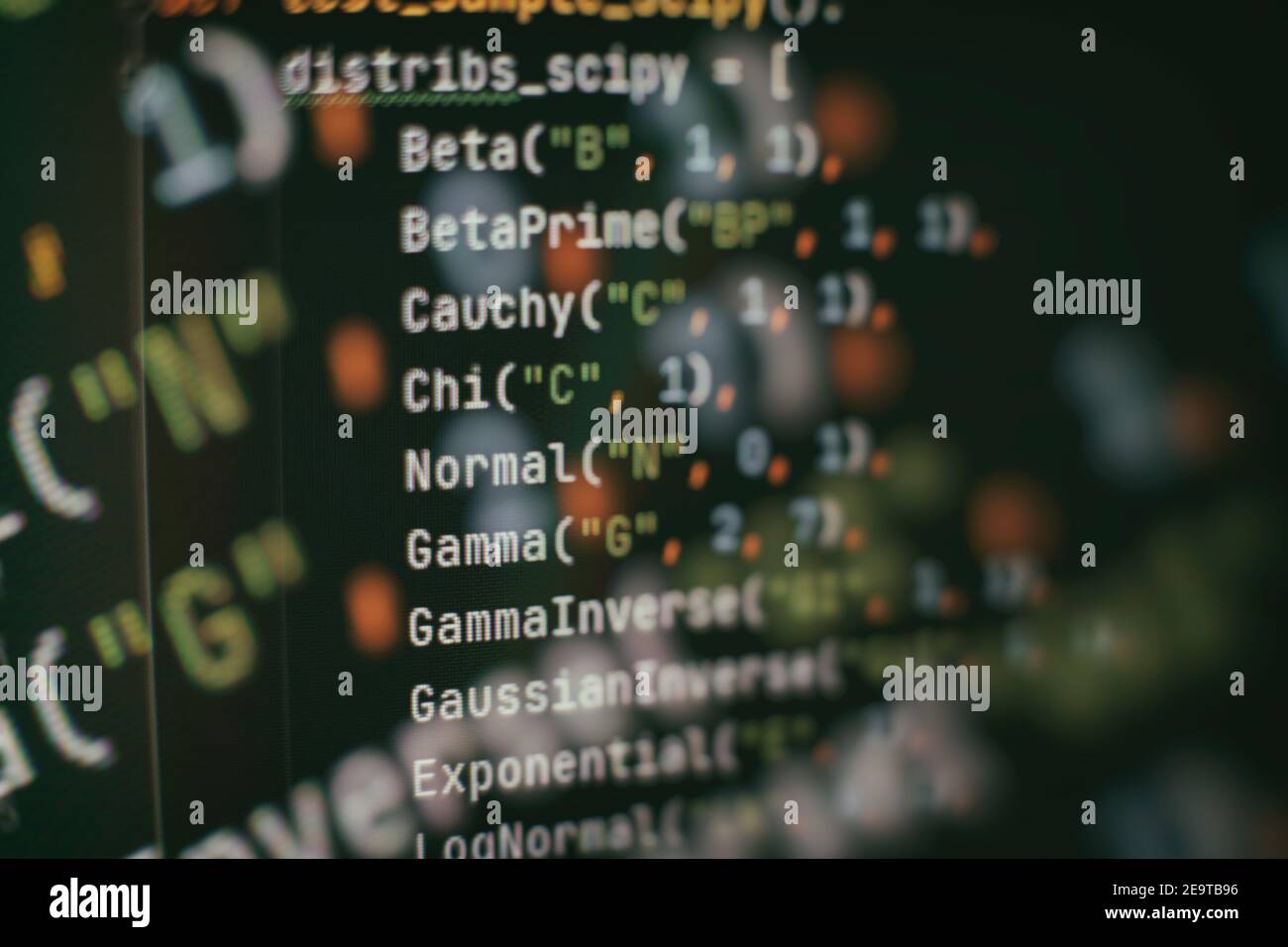 SEO optimization. Modern tech. PHP syntax highlighted. Writing programming functions on laptop ...