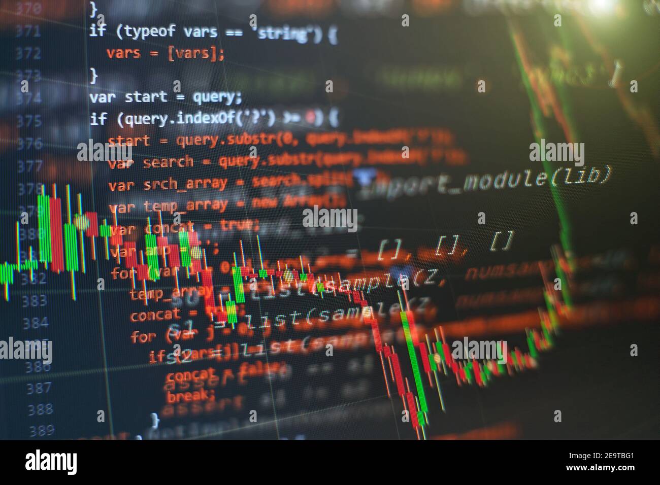 Css Javascript And Html Usage Monitor Closeup Of Function Source Code Abstract It Technology