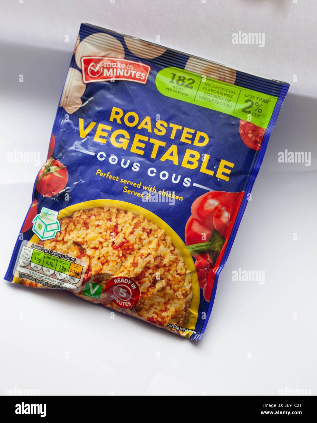 One Packet of Roasted Vegetable Cous Cous on a White Background Stock ...