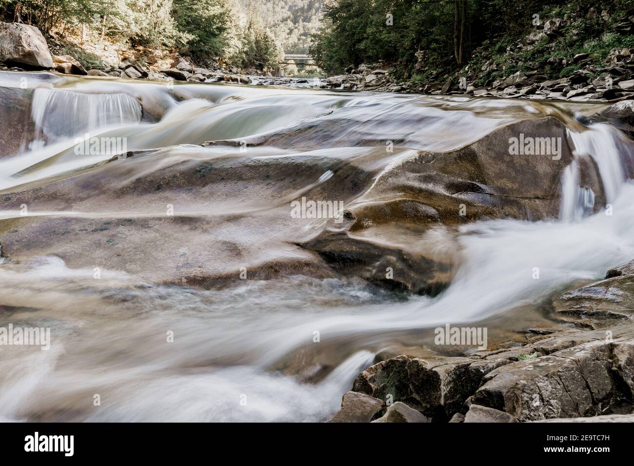 Waterfall with blurry water because it was photographed at long shutter ...
