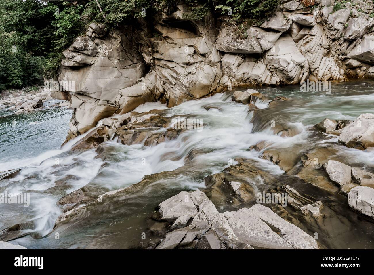 Waterfall with blurry water because it was photographed at long shutter ...