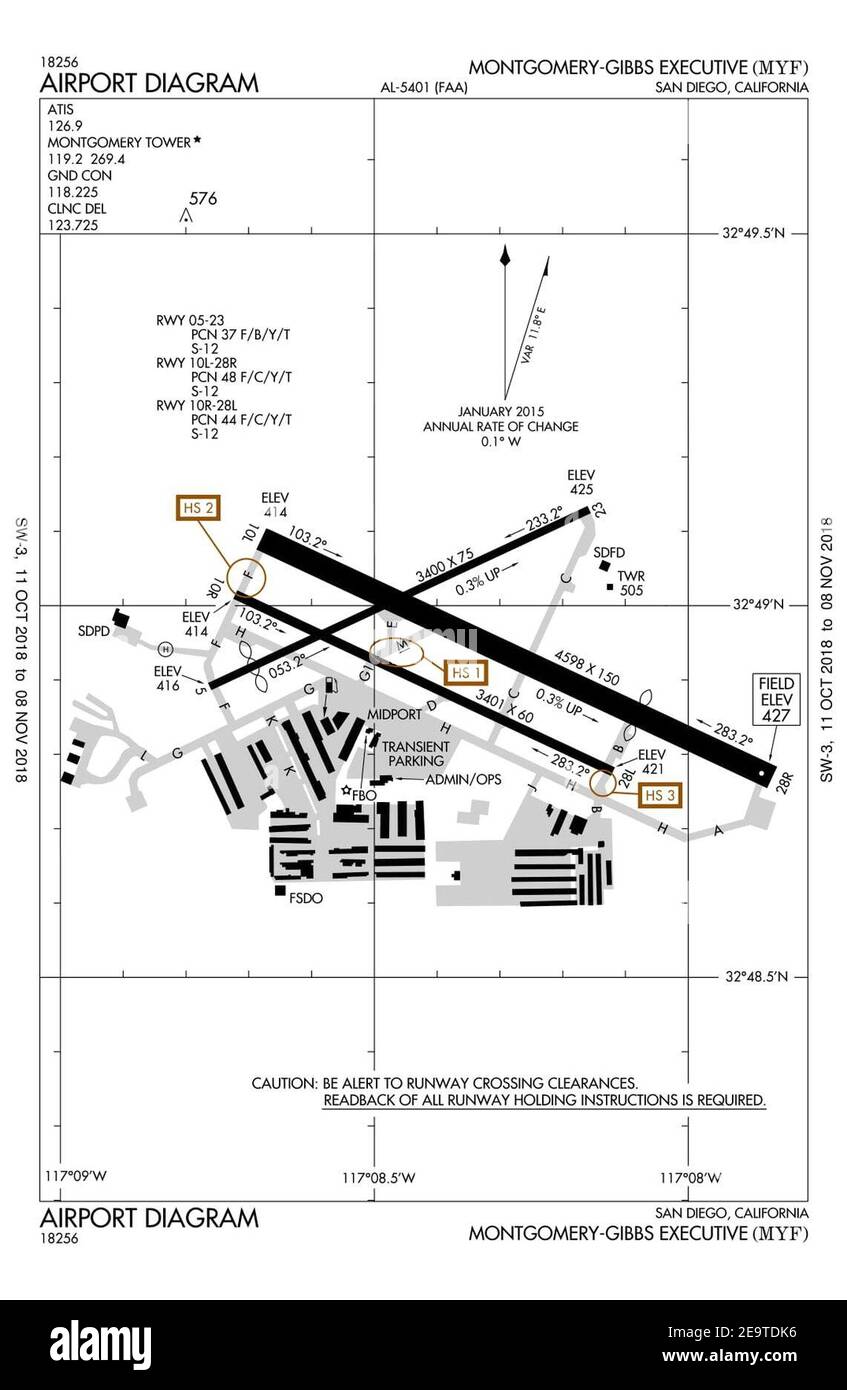 MYF - FAA airport diagram Nov 2018 Stock Photo - Alamy