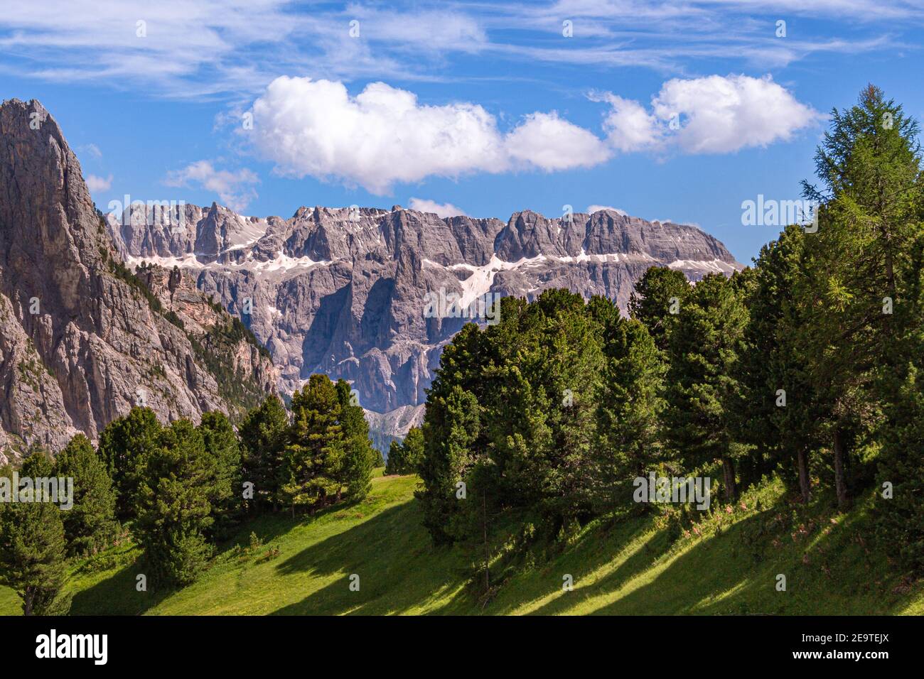 Sella group (Sellagruppe, gruppo del sella) mountain range seen from ...
