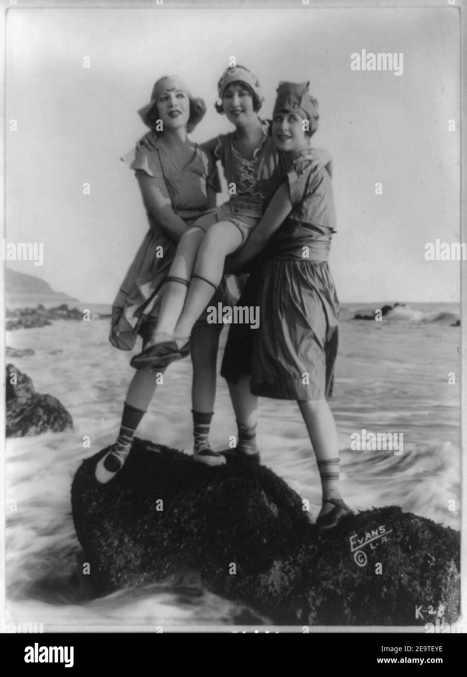 Myrtle Reeves, Lillian Langston, and Edith Roberts posed on rock in ...
