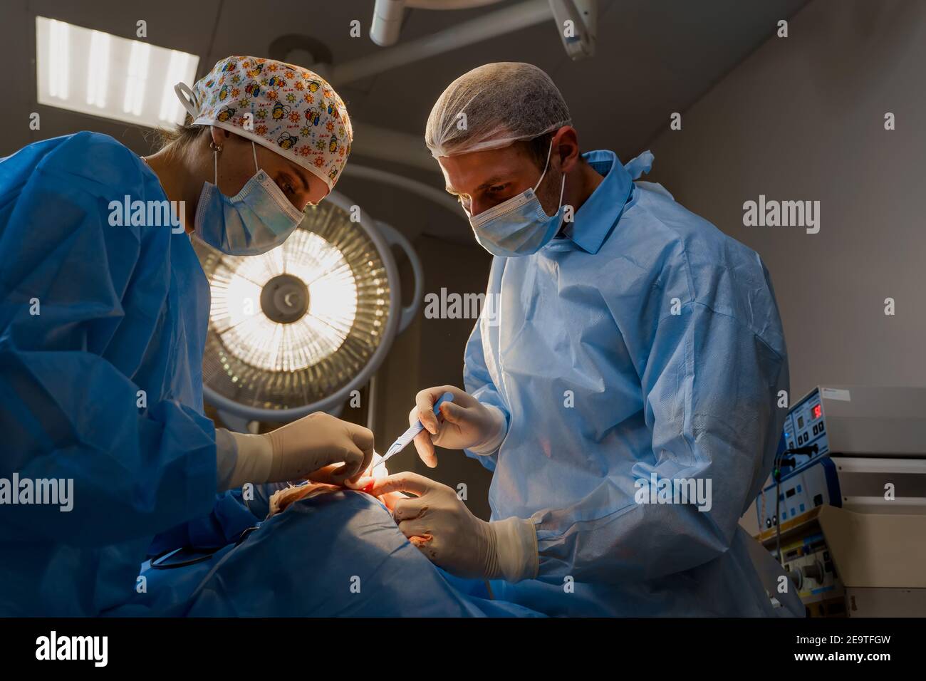 Lipofilling surgery operation. 2 surgeon do plastic surgery named ...
