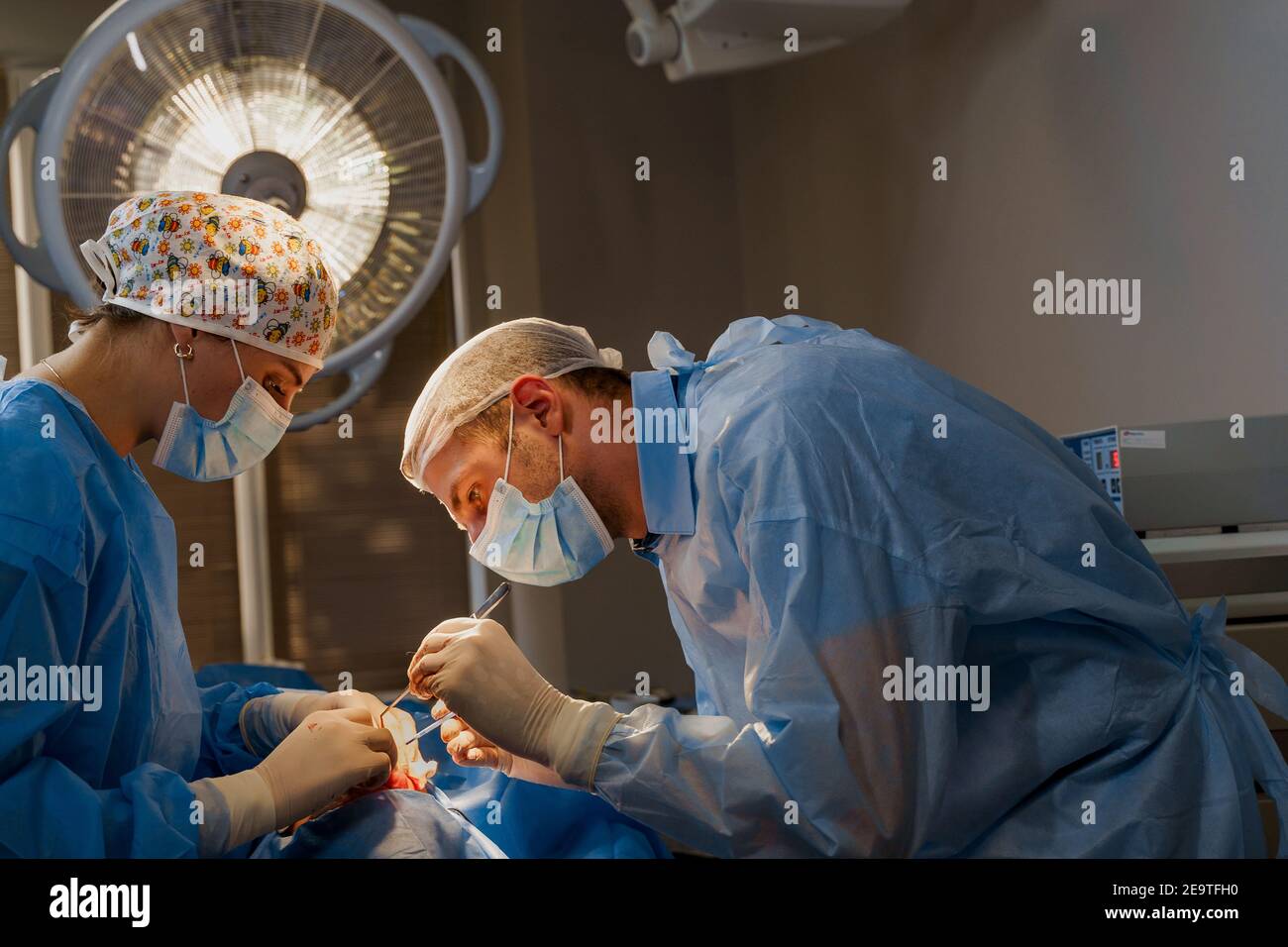 Lipofilling surgery operation. 2 surgeon do plastic surgery named ...