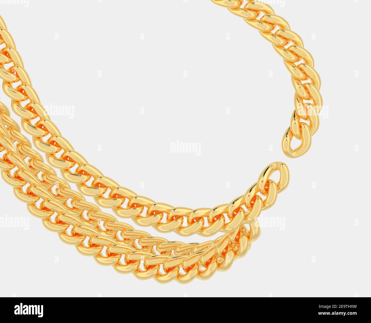 Gold chain isolated on white background. 3d rendering - illustration ...