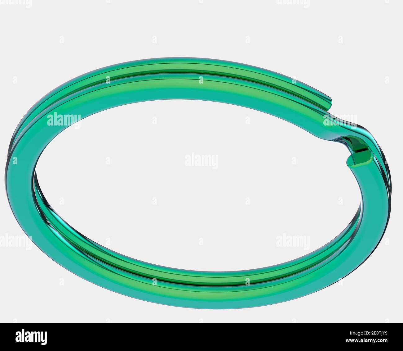 Gold key ring isolated on white background. 3d rendering - illustration ...