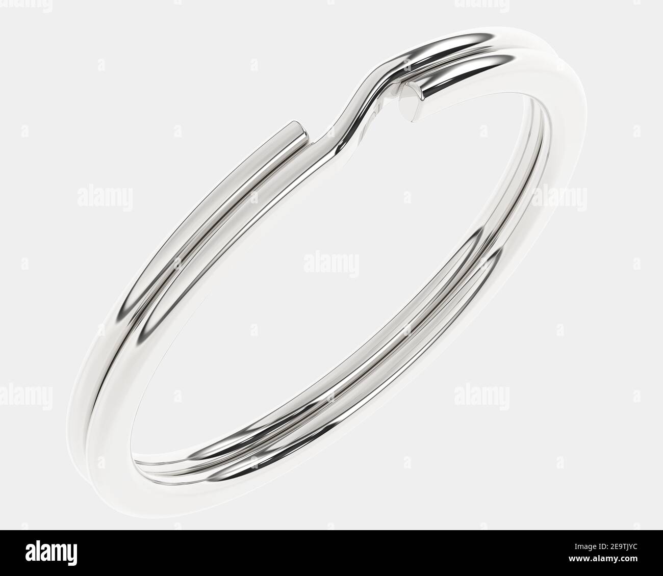 Gold key ring isolated on white background. 3d rendering - illustration ...