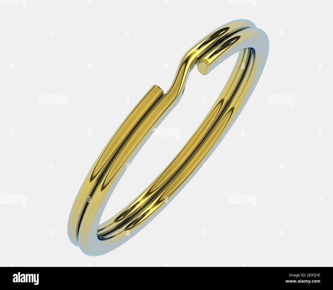 Gold key ring isolated on white background. 3d rendering - illustration ...