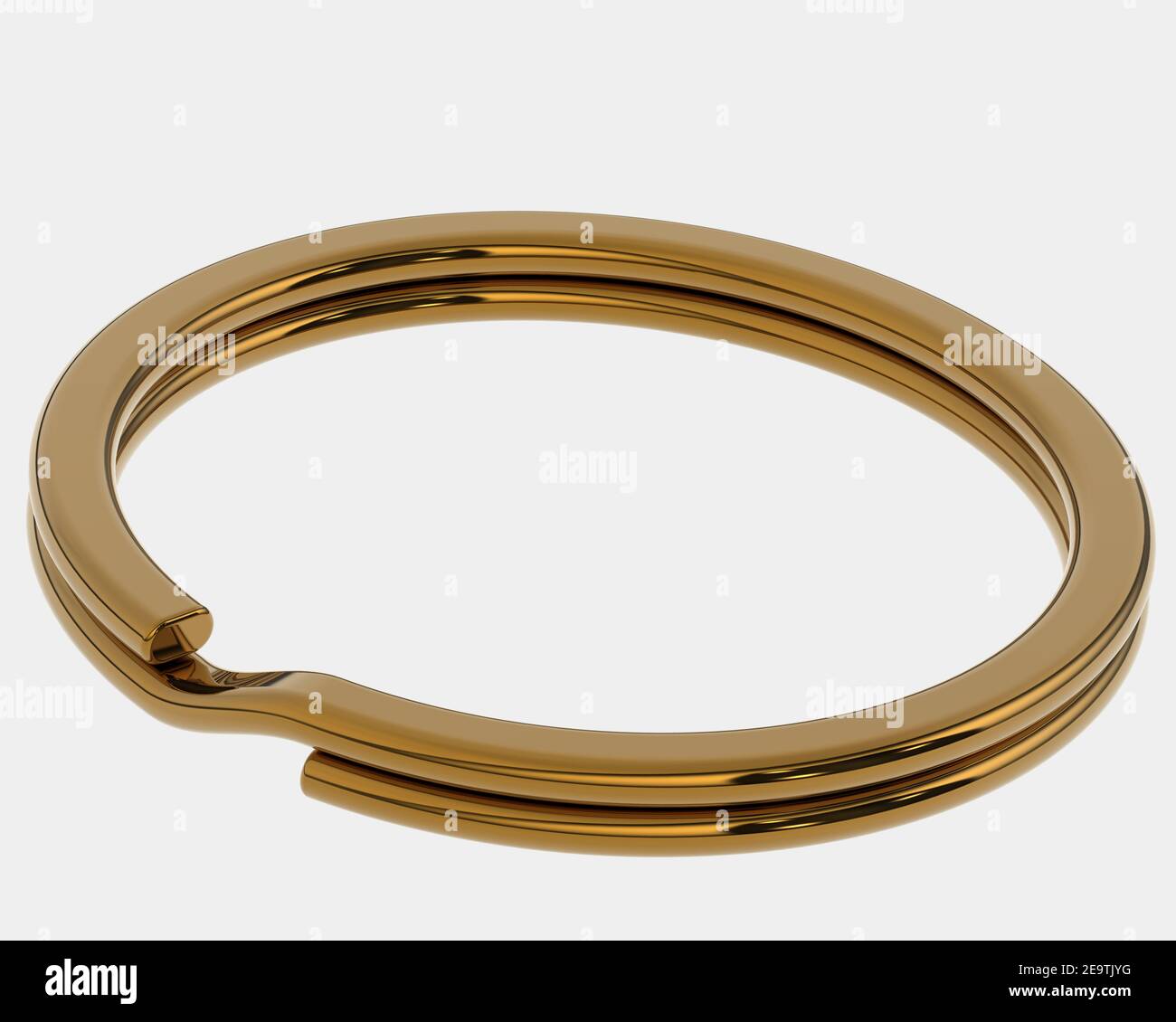 Gold key ring isolated on white background. 3d rendering - illustration ...