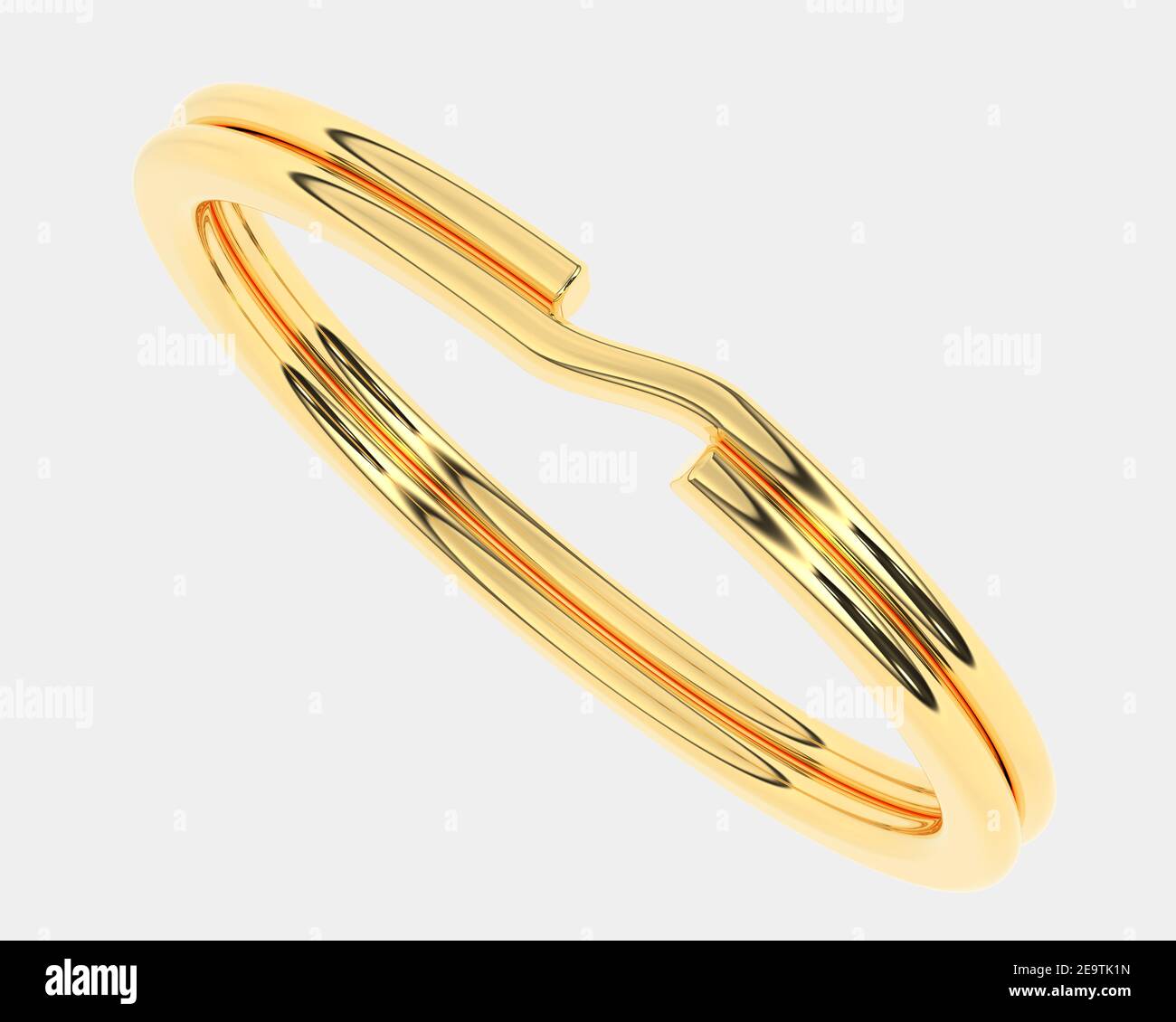 Gold key ring isolated on white background. 3d rendering - illustration ...