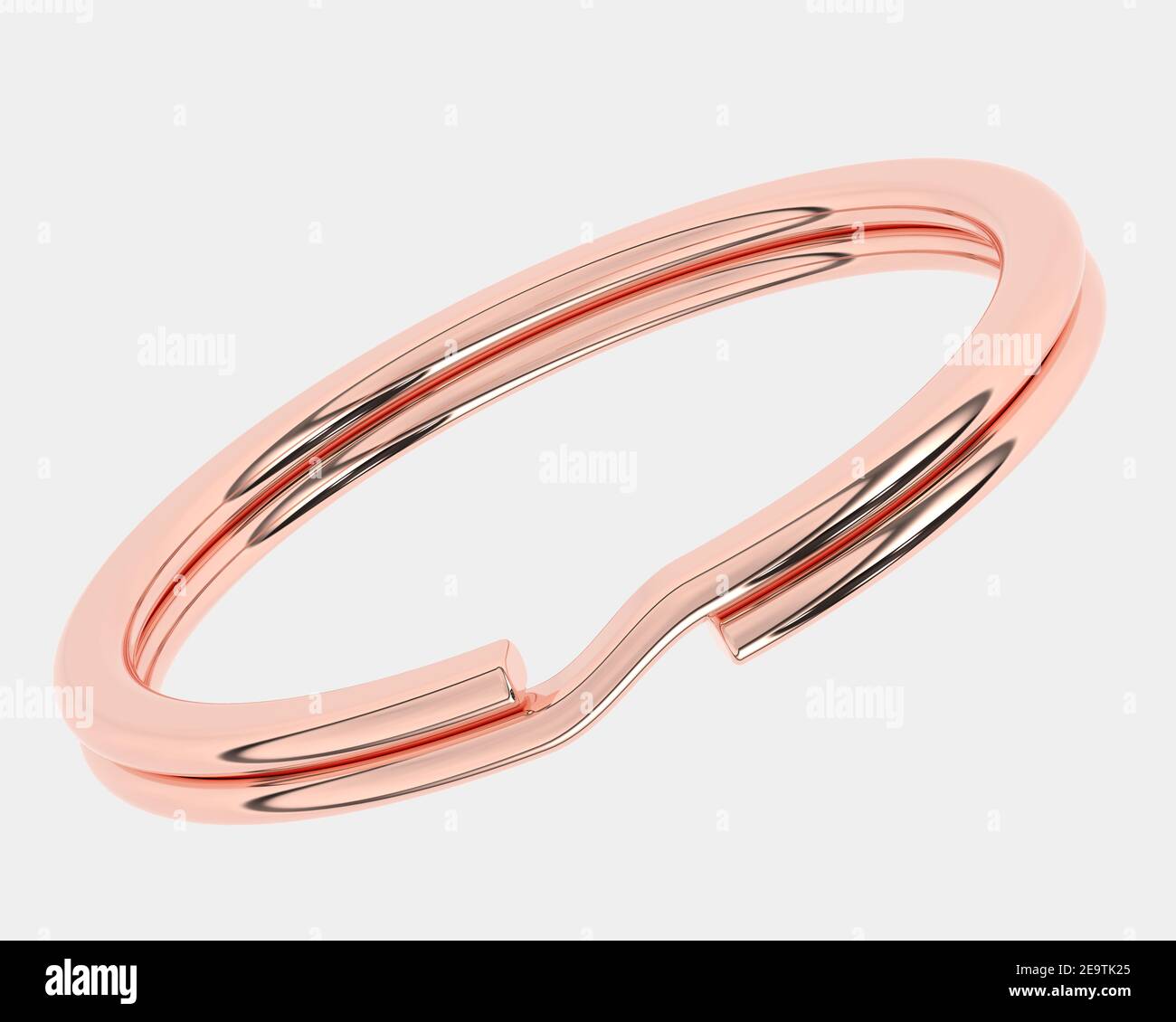 Gold key ring isolated on white background. 3d rendering - illustration ...