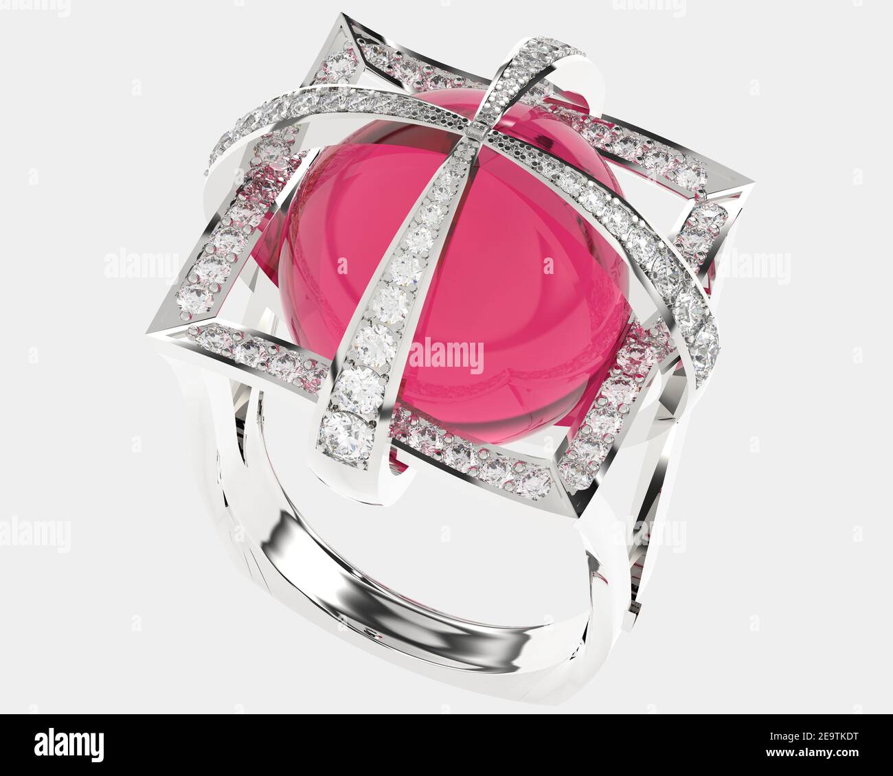 Royal jewelry. Precious metal ring isolated on white background. 3d ...