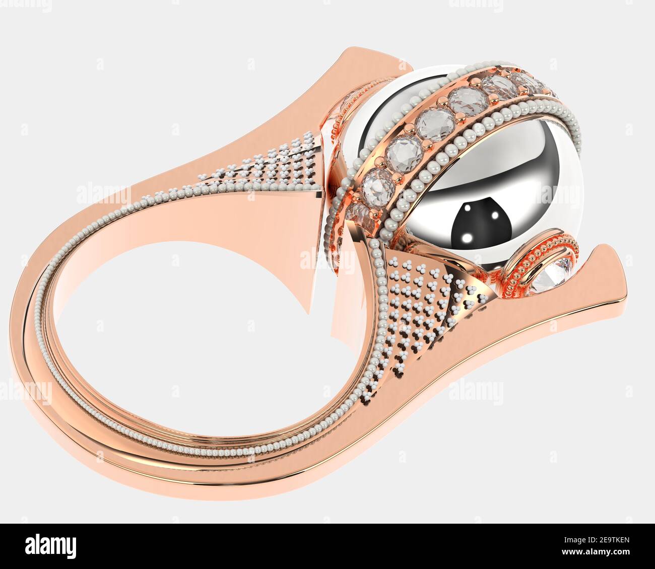 Royal jewelry. Precious metal ring isolated on white background. 3d ...