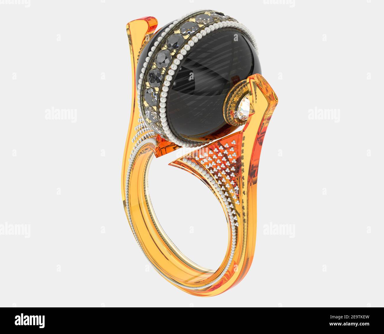 Royal jewelry. Precious metal ring isolated on white background. 3d ...