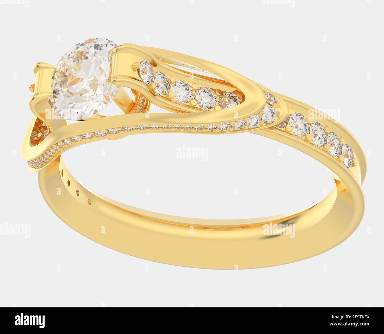 Royal jewelry. Precious metal ring isolated on white background. 3d ...