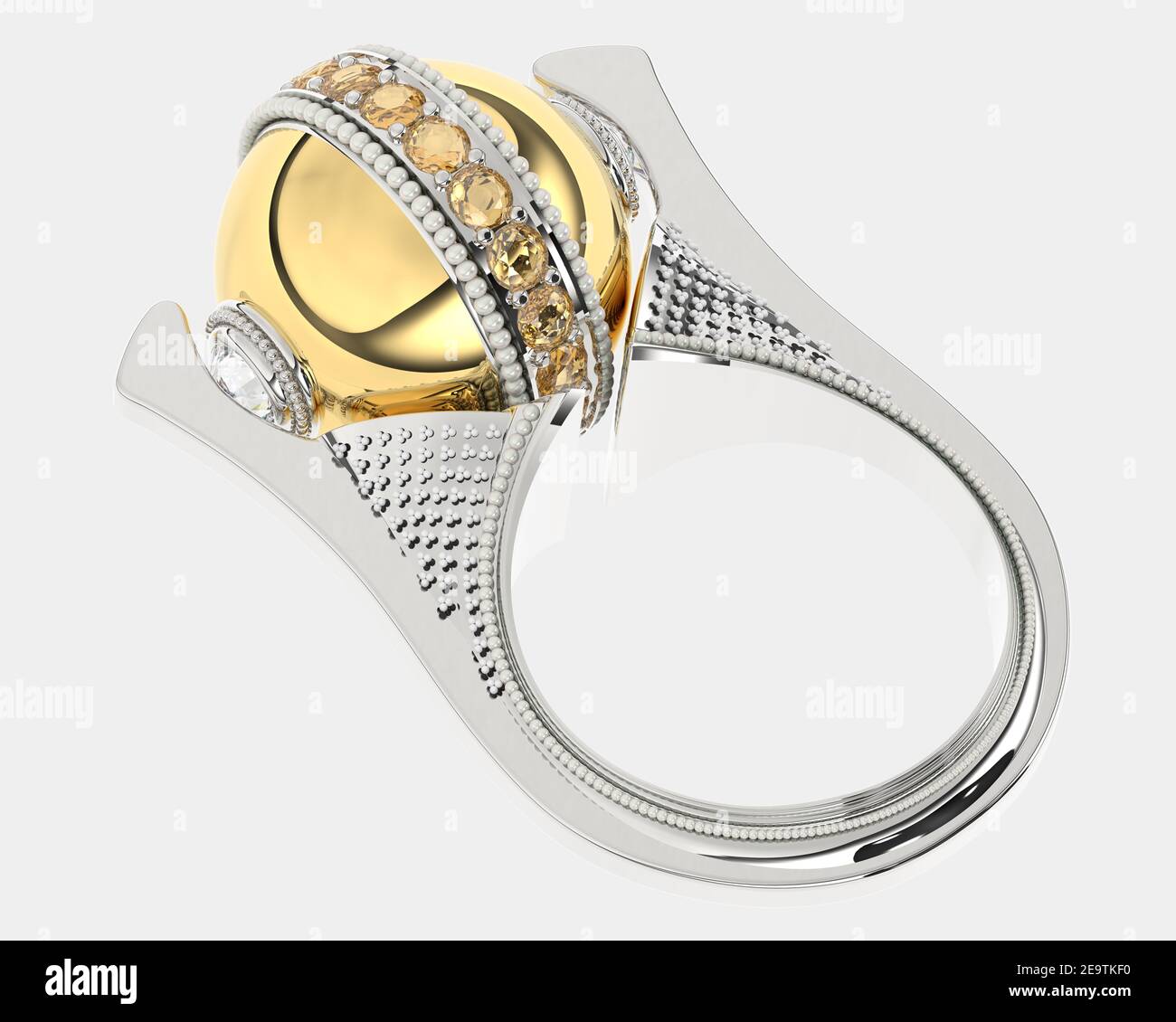 Royal jewelry. Precious metal ring isolated on white background. 3d ...