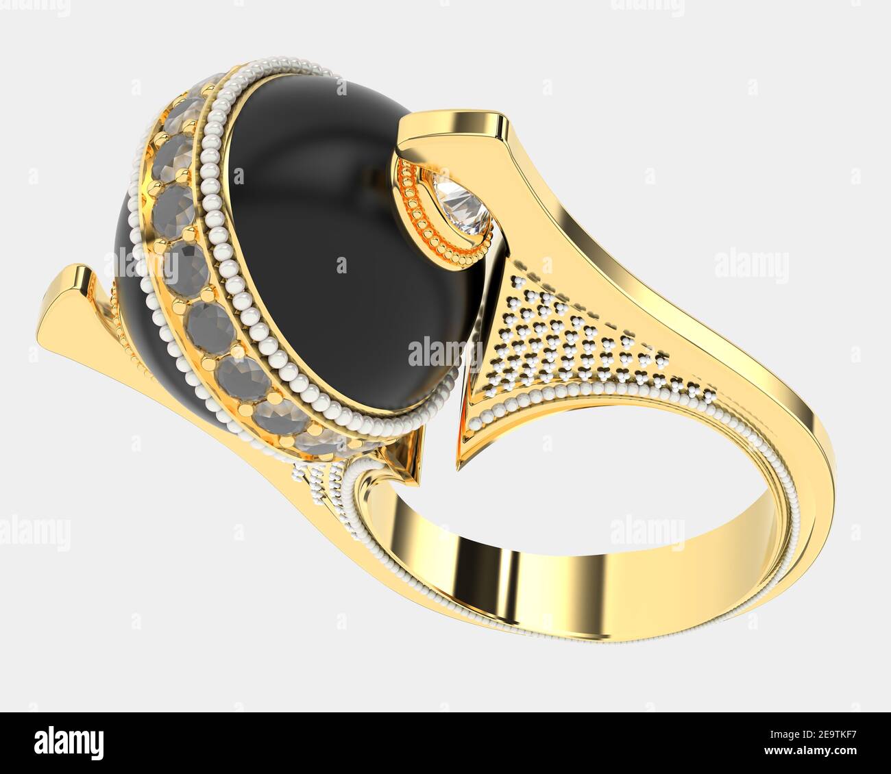 Royal jewelry. Precious metal ring isolated on white background. 3d ...
