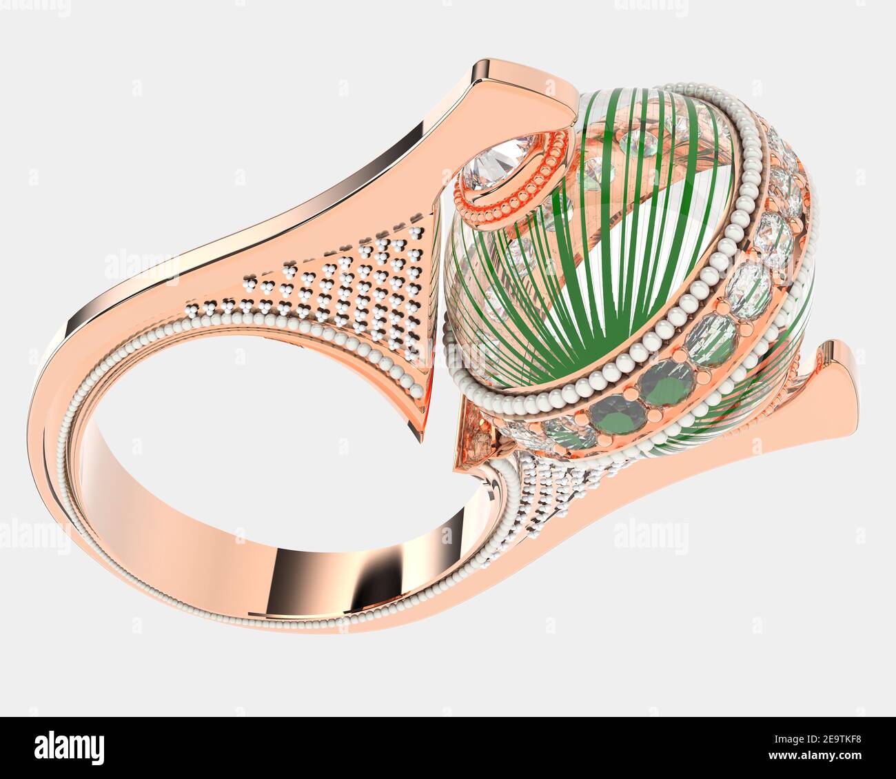 Royal jewelry. Precious metal ring isolated on white background. 3d ...