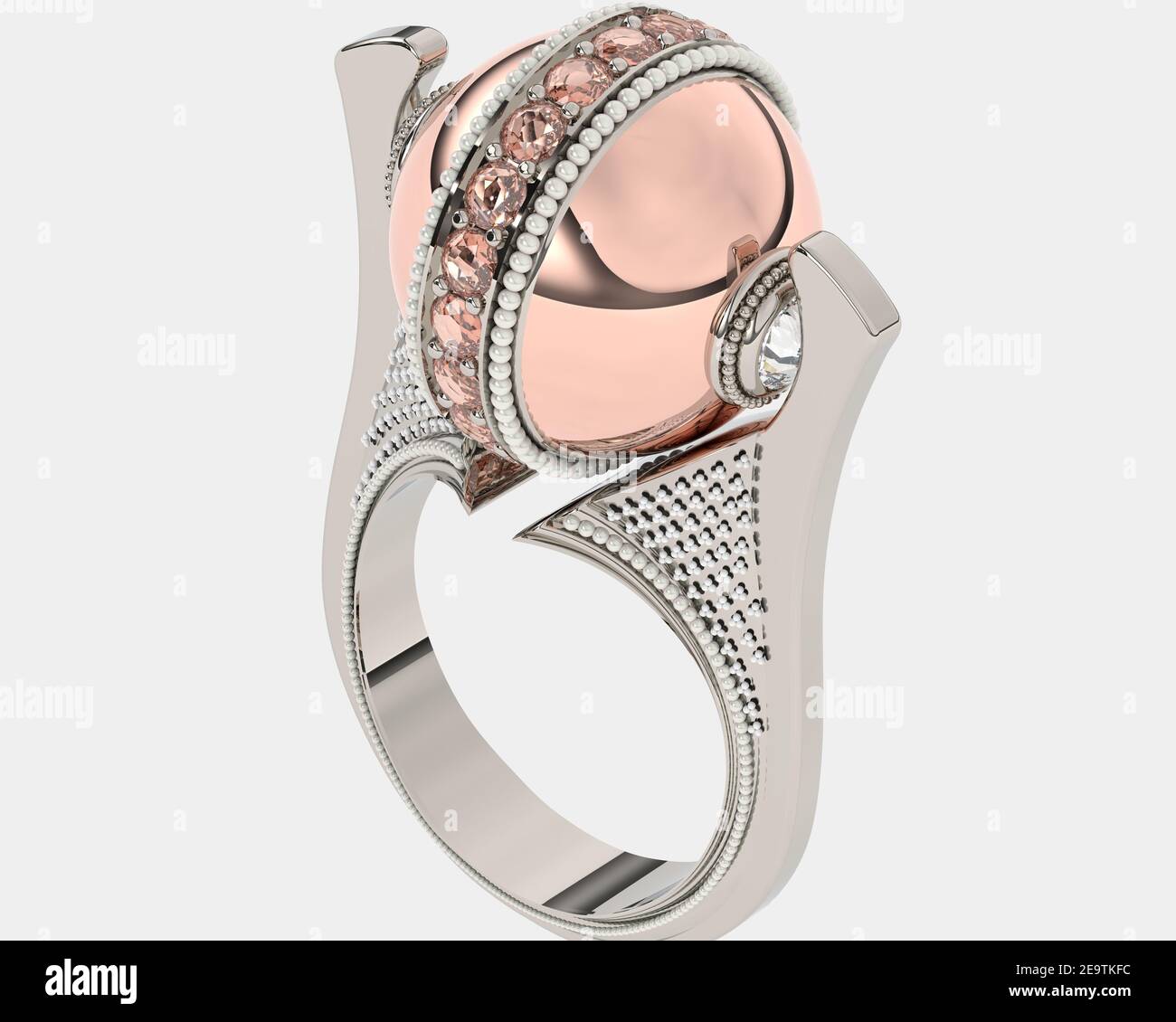 Royal jewelry. Precious metal ring isolated on white background. 3d ...