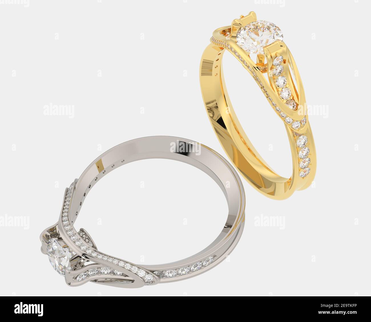 Royal jewelry. Precious metal ring isolated on white background. 3d ...