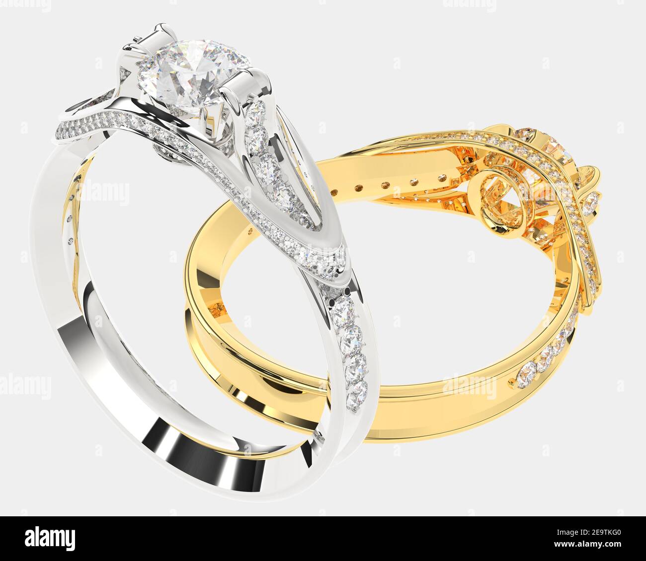 Royal jewelry. Precious metal ring isolated on white background. 3d ...