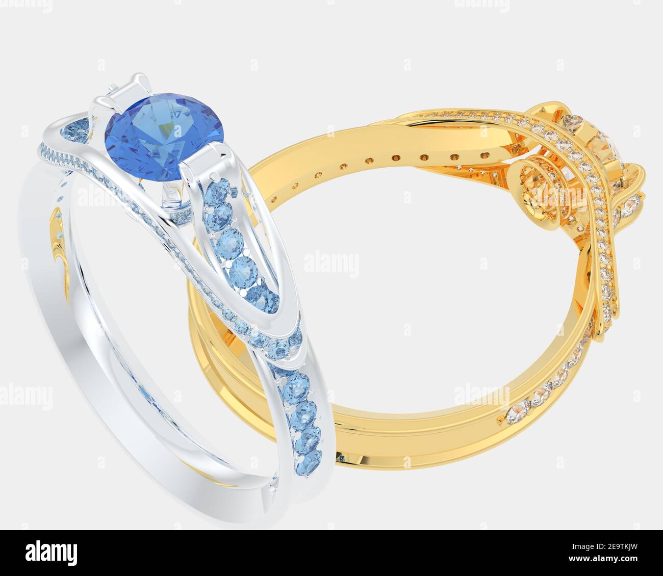 Royal jewelry. Precious metal ring isolated on white background. 3d ...