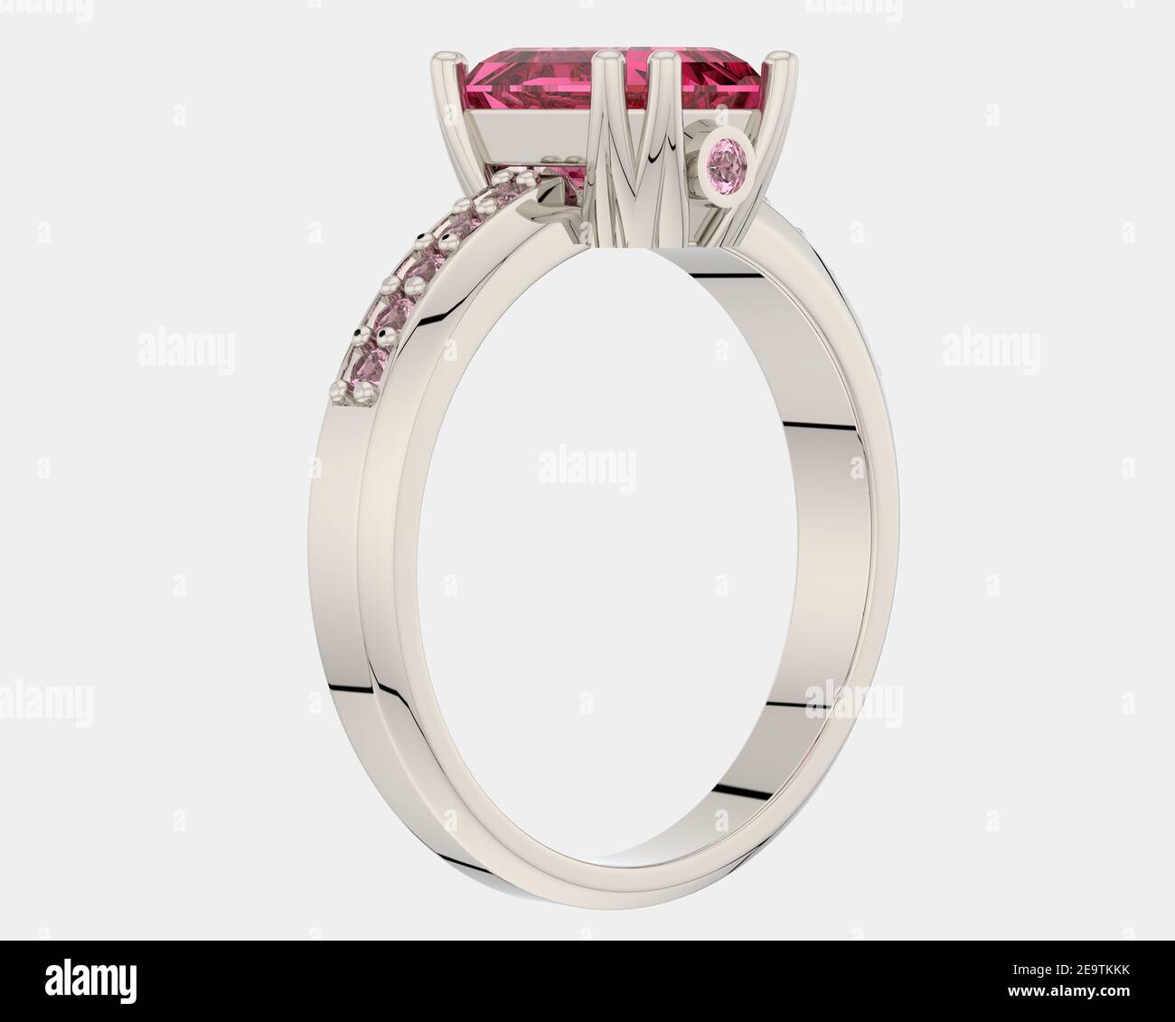 Royal jewelry. Precious metal ring isolated on white background. 3d ...