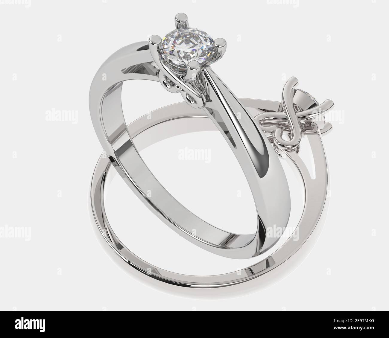 Diamond ring studio shot. 3d rendering - illustration Stock Photo - Alamy