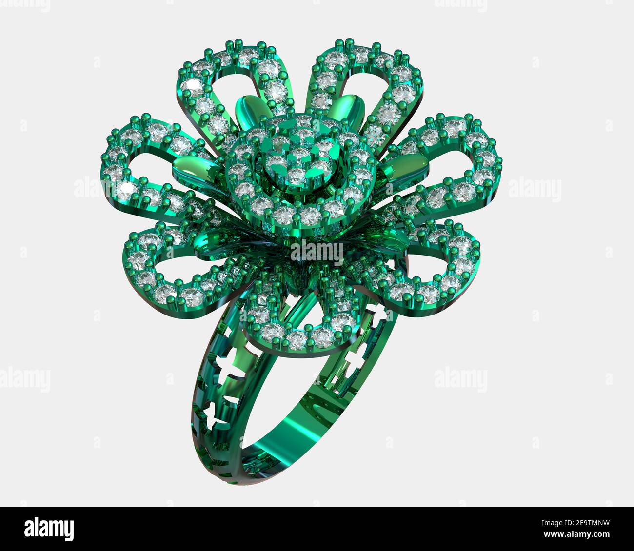 Diamond ring studio shot. 3d rendering - illustration Stock Photo - Alamy