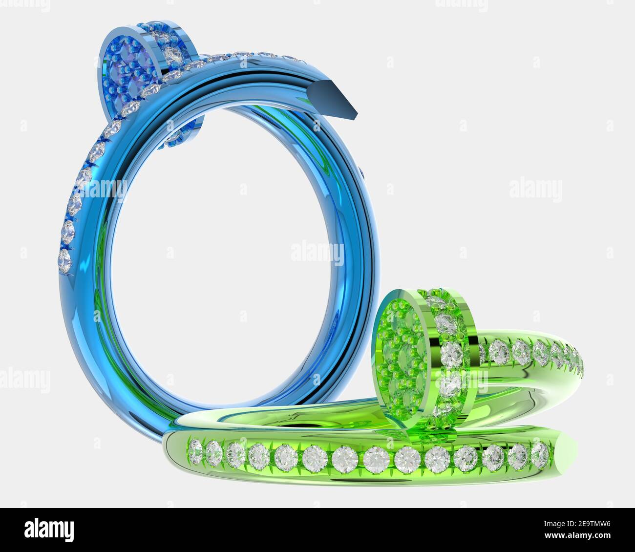 Diamond ring studio shot. 3d rendering - illustration Stock Photo - Alamy