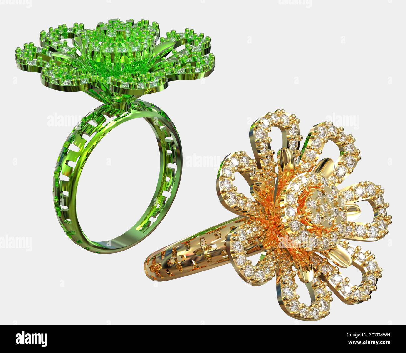 Diamond ring studio shot. 3d rendering - illustration Stock Photo - Alamy