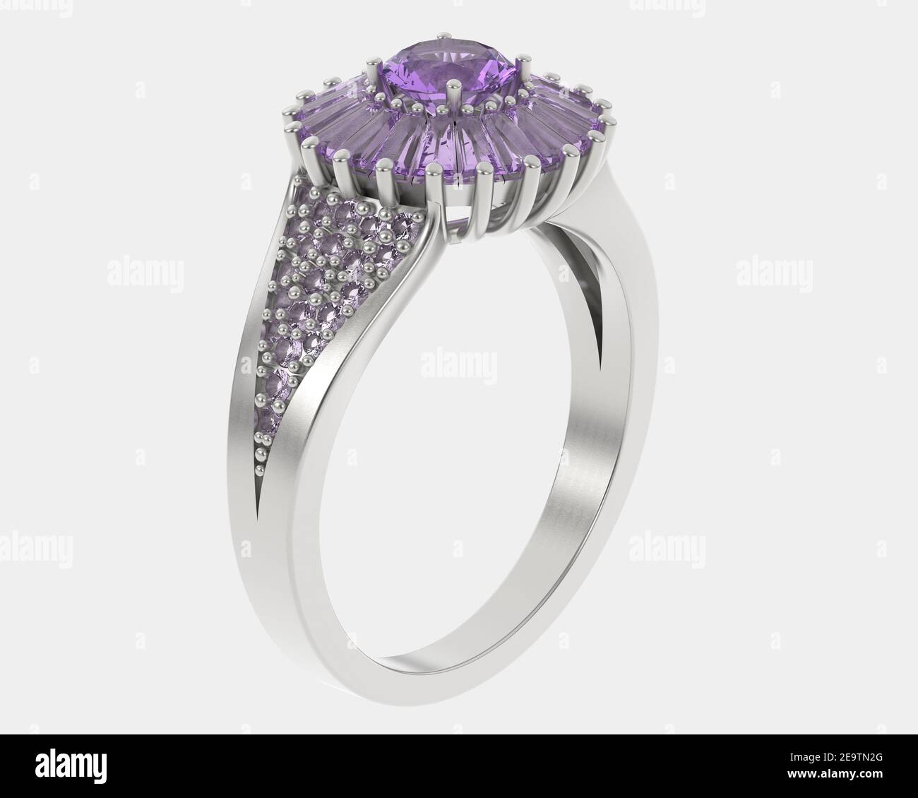 Diamond ring studio shot. 3d rendering - illustration Stock Photo - Alamy