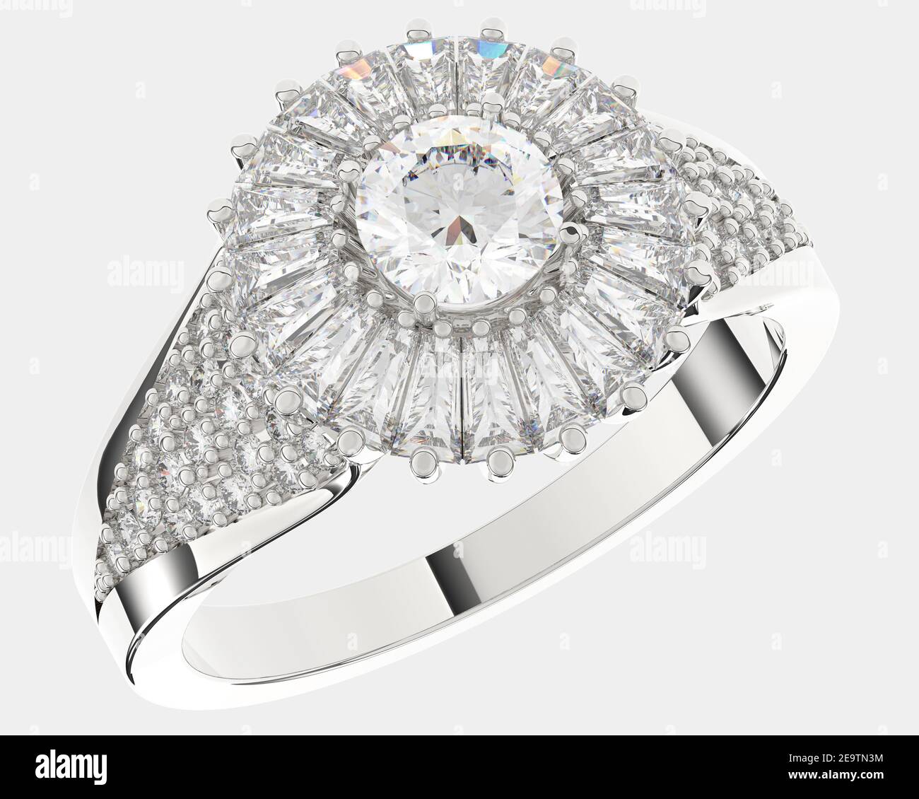 Diamond ring studio shot. 3d rendering - illustration Stock Photo - Alamy
