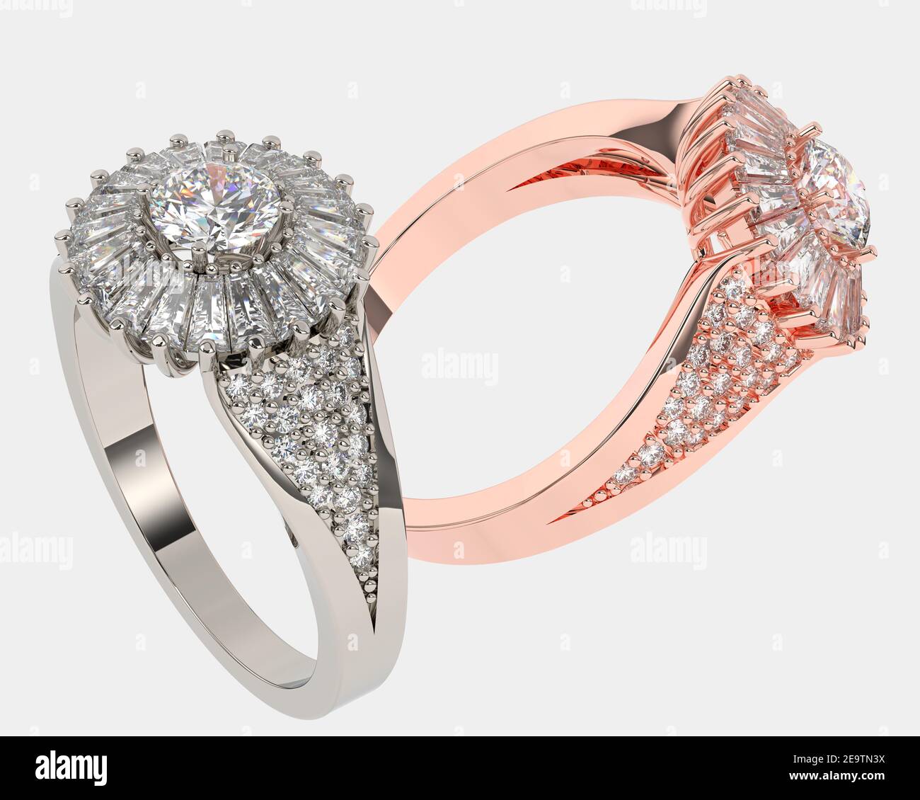 Diamond ring studio shot. 3d rendering - illustration Stock Photo - Alamy