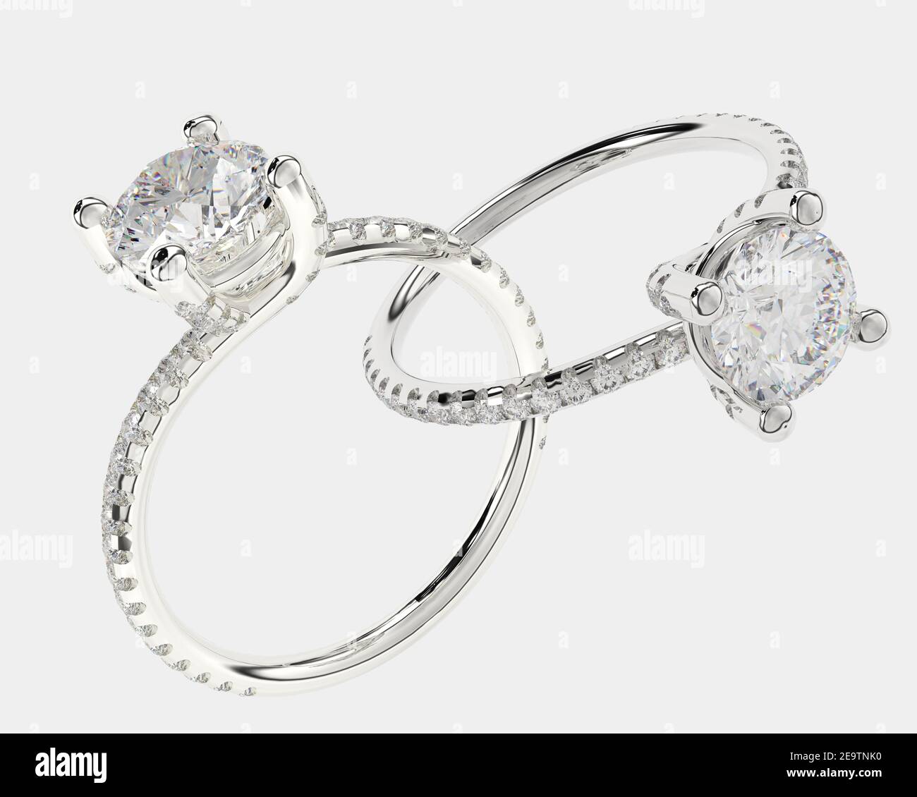 Engagement diamond ring isolated on white background. 3d rendering ...