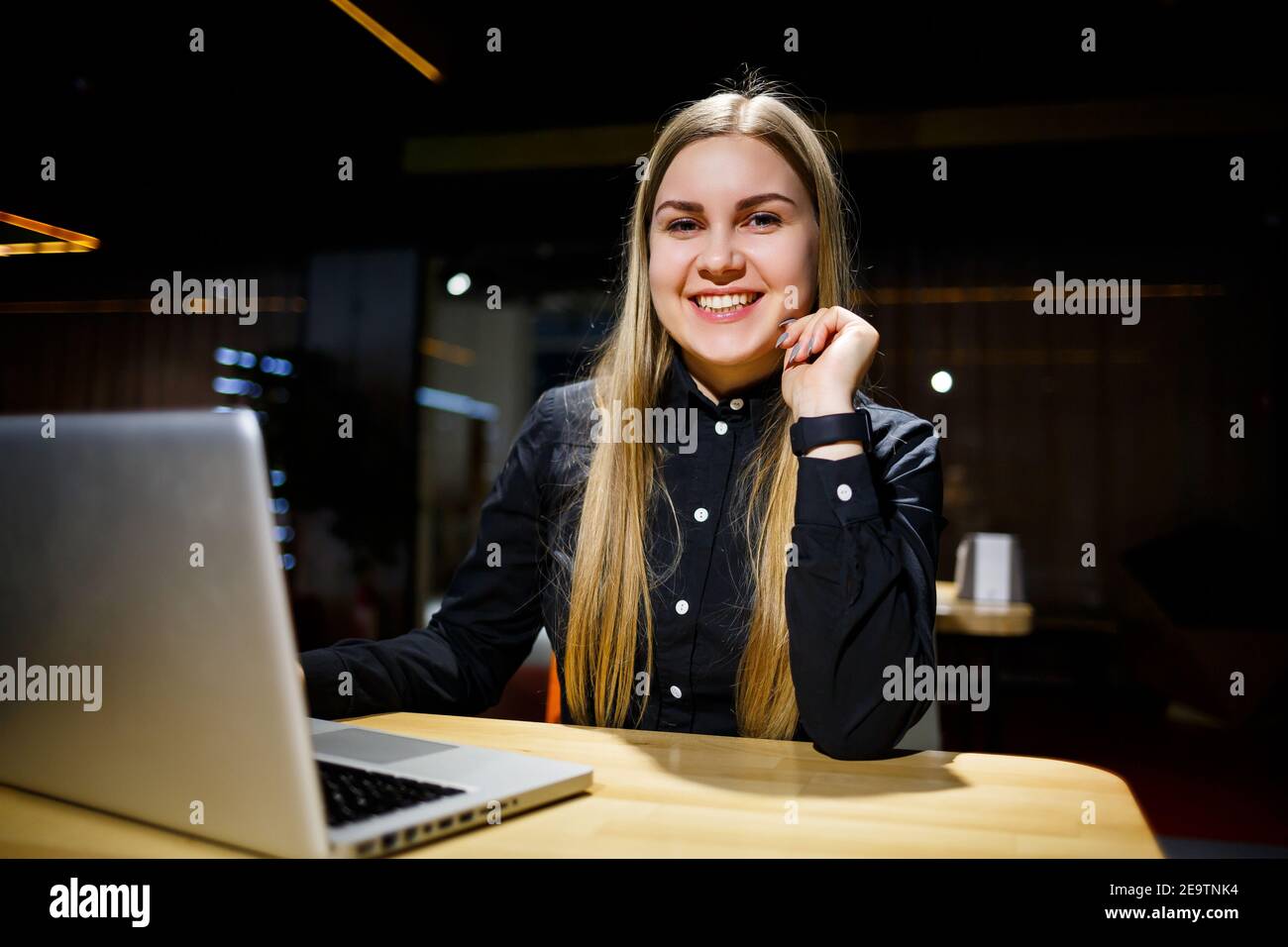 Normal working day of modern woman businessman. Beautiful young woman ...