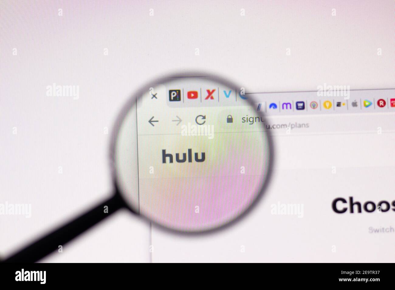 Los Angeles, USA - 1 February 2021: Hulu website page. Hulu.com logo on ...