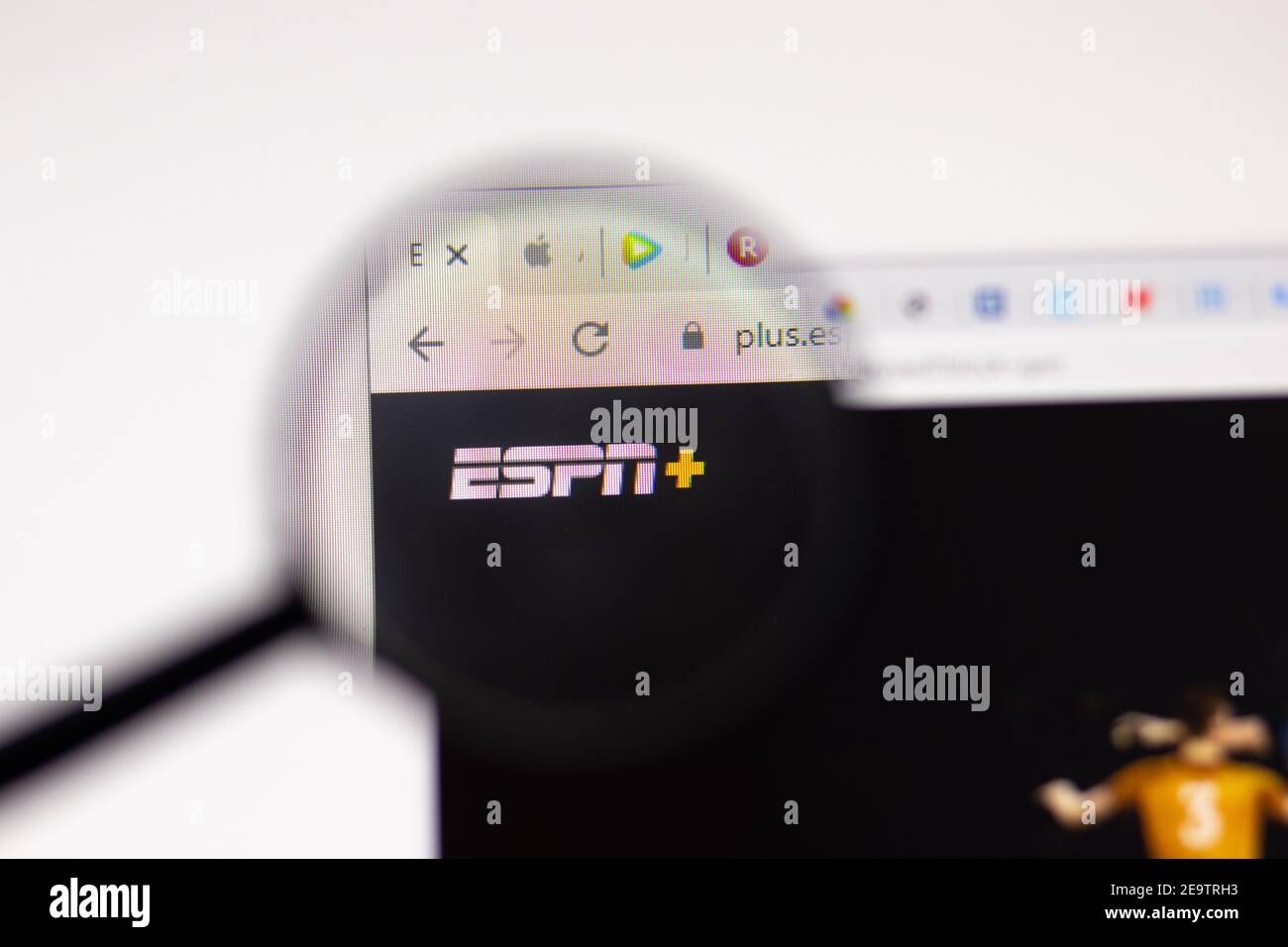 Los Angeles, USA - 1 February 2021: ESPN Plus website page. Plus.espn ...