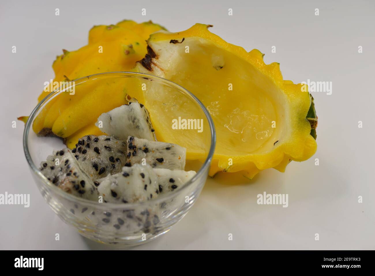 A yellow-skinned dragon fruit, or yellow pitaya, Hylocereus megalanthus ...