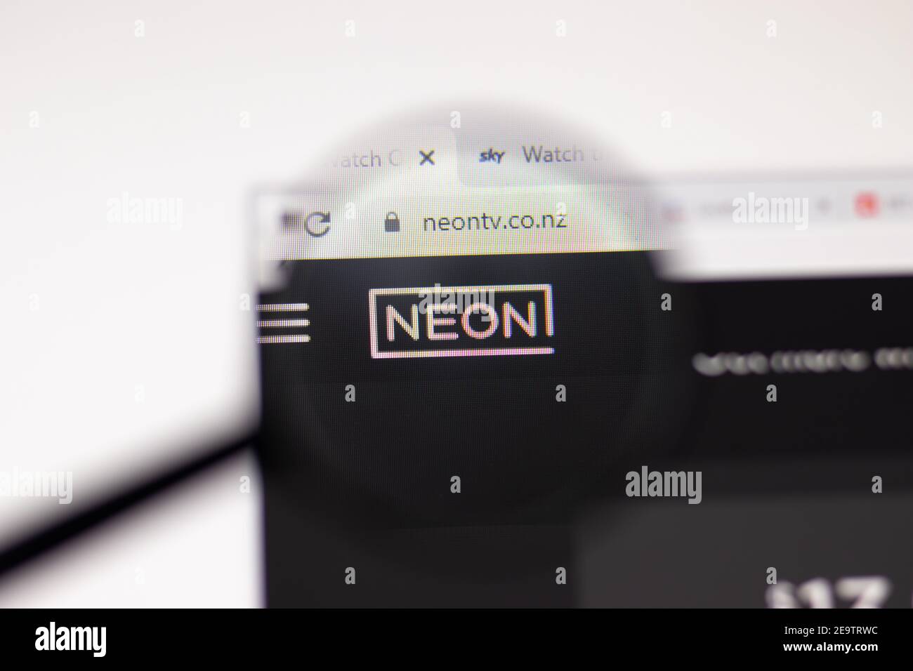 Los Angeles, USA - 1 February 2021: Neon website page. Neontv.co.nz ...