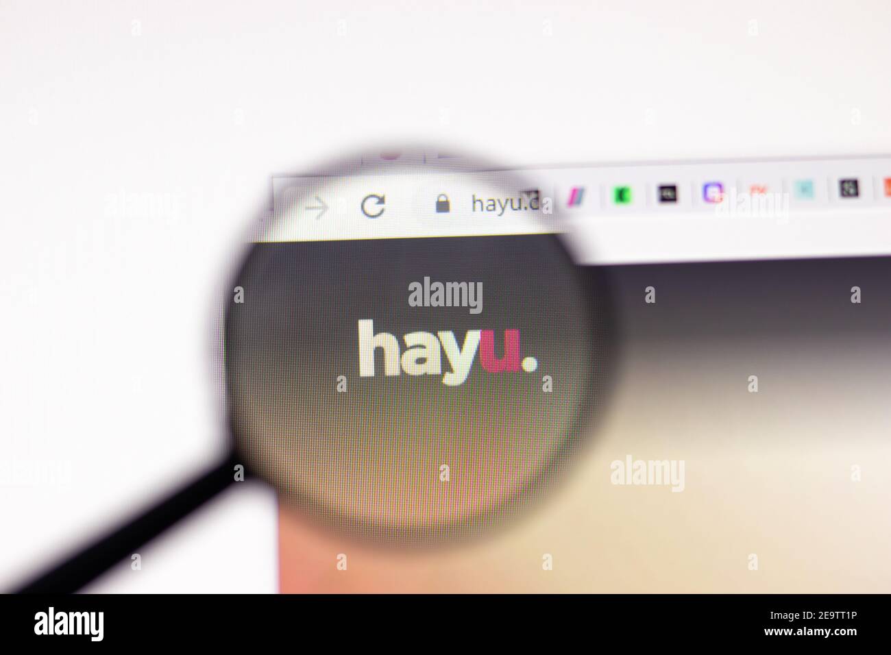 Los Angeles, USA - 1 February 2021: hayu website page. Hayu.com logo on ...