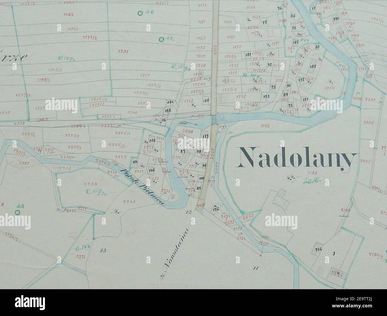 Nadolany (Nowoatniec) - mapa katastralna (1852 Stock Photo - Alamy