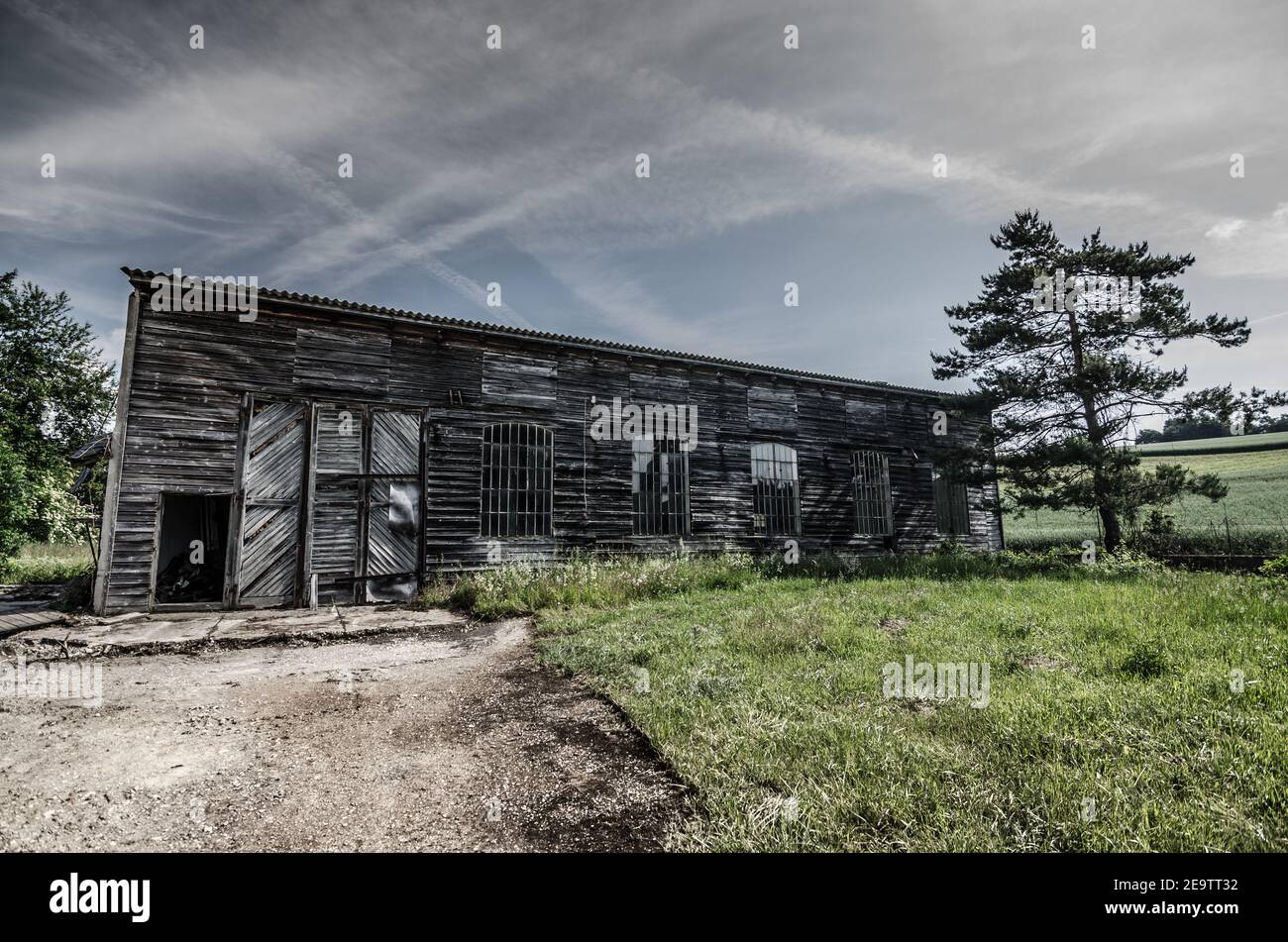 old large wooden hall Stock Photo - Alamy