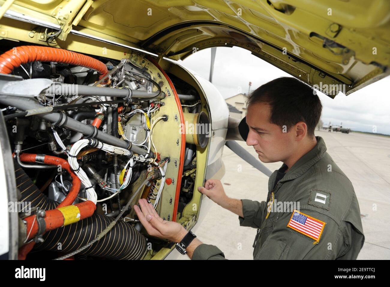 NAF Misawa crew members conduct pre-flight inspection on UC-12F Huron ...