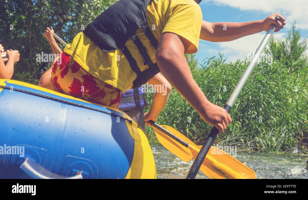 Rafting team , summer extreme water sport Stock Photo - Alamy