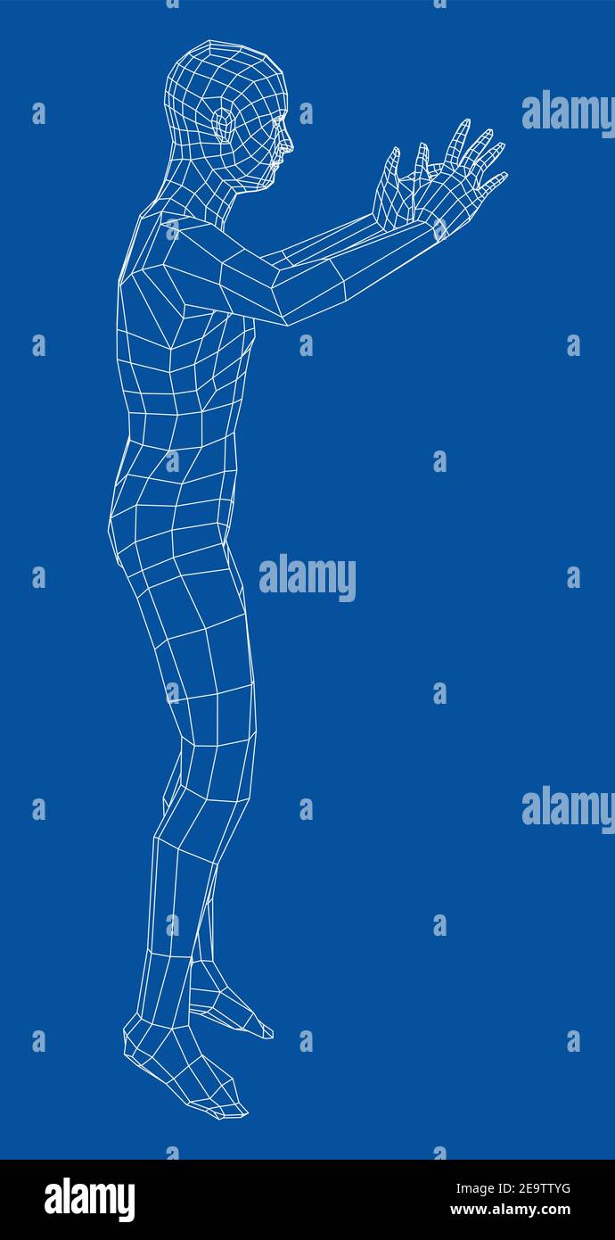 Wireframe jumping man. Vector Stock Vector Image & Art - Alamy