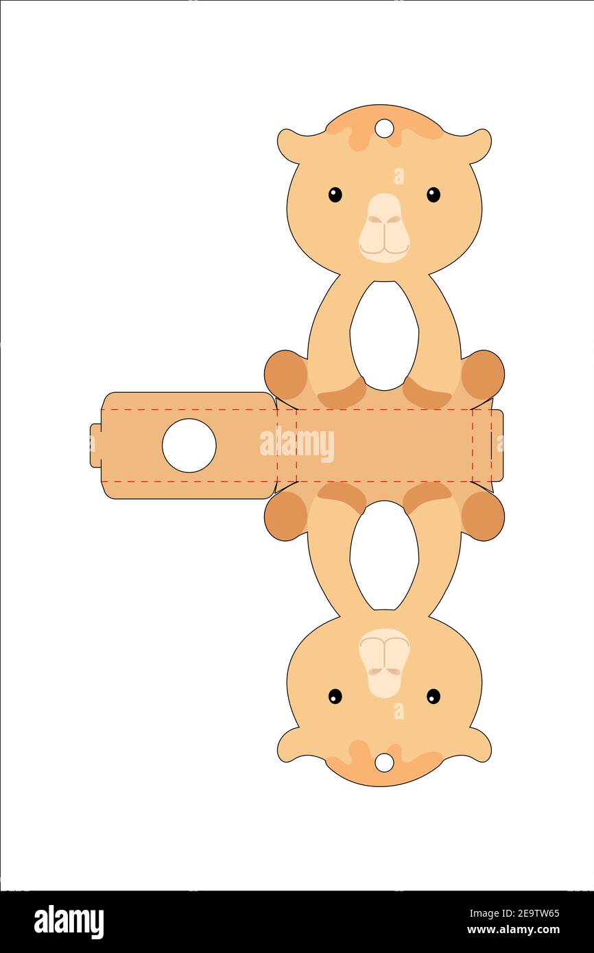 Cute easter egg holder camel template. Retail paper box for the easter ...